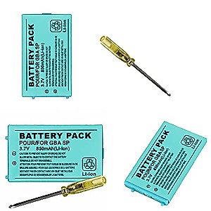 GMRBOO 850mah 3.7V Rechargeable Lithium Ion Replacement Battery for Nintendo GBA Sp + Tool Pack Kit Compatible for Nintendo GBA SP