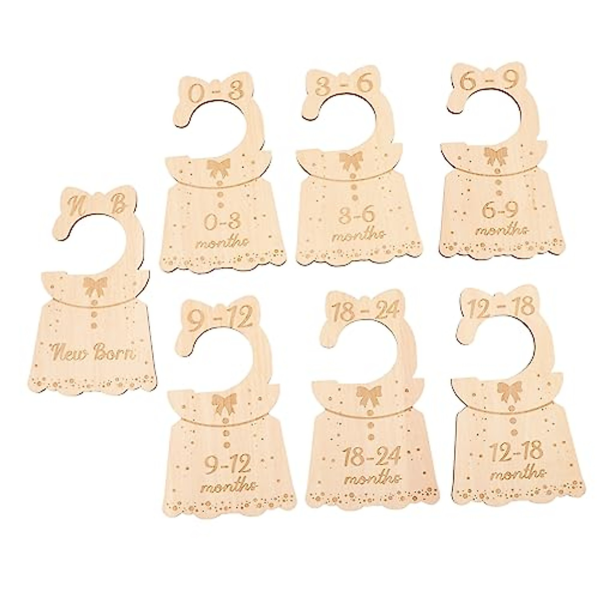 Cabilock 7pcs Closet Divider Kids Wooden Hangers Toddler Hangers Hangers Closet Dividers Baby Hangers Baby Closet Organizer Wood Clothes Rail Wardrobe Baby Hangers for Closet