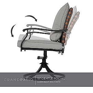 Grand patio 5-Piece Outdoor Dining Set, 4 Steel Leather-Look Resin Wicker Swivel Patio Chairs & 1 Square Dining Table, Black