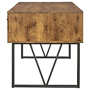 COASTER Analiese 4-Drawer Writing Desk Antique Nutmeg and Black