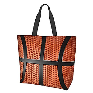 YOPIGOT Basketball Tote Bag Basketball Oversized Canvas Handbag Basketball Print Shoulder Tote Handbag for Women Mom Gifts