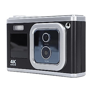 HD 4K Digital Camera, Autofocus Compact Digital Camera Dual Lens Dual Screen for Photography (Black)