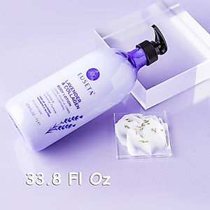 Luseta Lavender Scented Body Lotion with Collagen for Women 33.8oz, Moisturizing Body Lotion with Collagen, Sulfate & Paraben Free