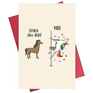 Kirynurd Hilarious 50th Birthday Card, Funny 50th Birthday Card, Unicorn 50 Years old Birthday Card