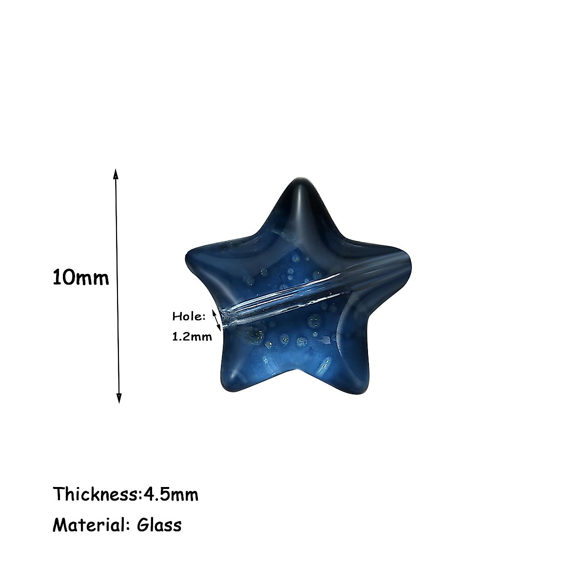 100pcs Dark Blue Star Beads Glass Crystal Star Beads 10mm Star Glass Spacer Beads for Jewelry Bracelet Making DIY Crafts Gifts (Dark Blue Star)