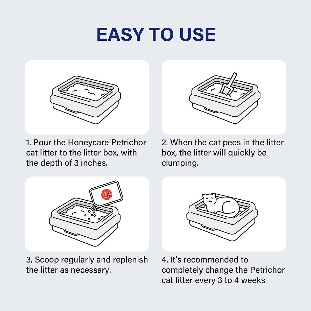 HONEY CARE Petrichor Mix Cat Litter I Tofu Cat Litter I Nature Plant-Based Pellets and Bentonite Sustainable Cat Litter I Low-Dust Qucik Clumping Superior Odor Control, 24-lbs Value Pack (6 lbs x 4)