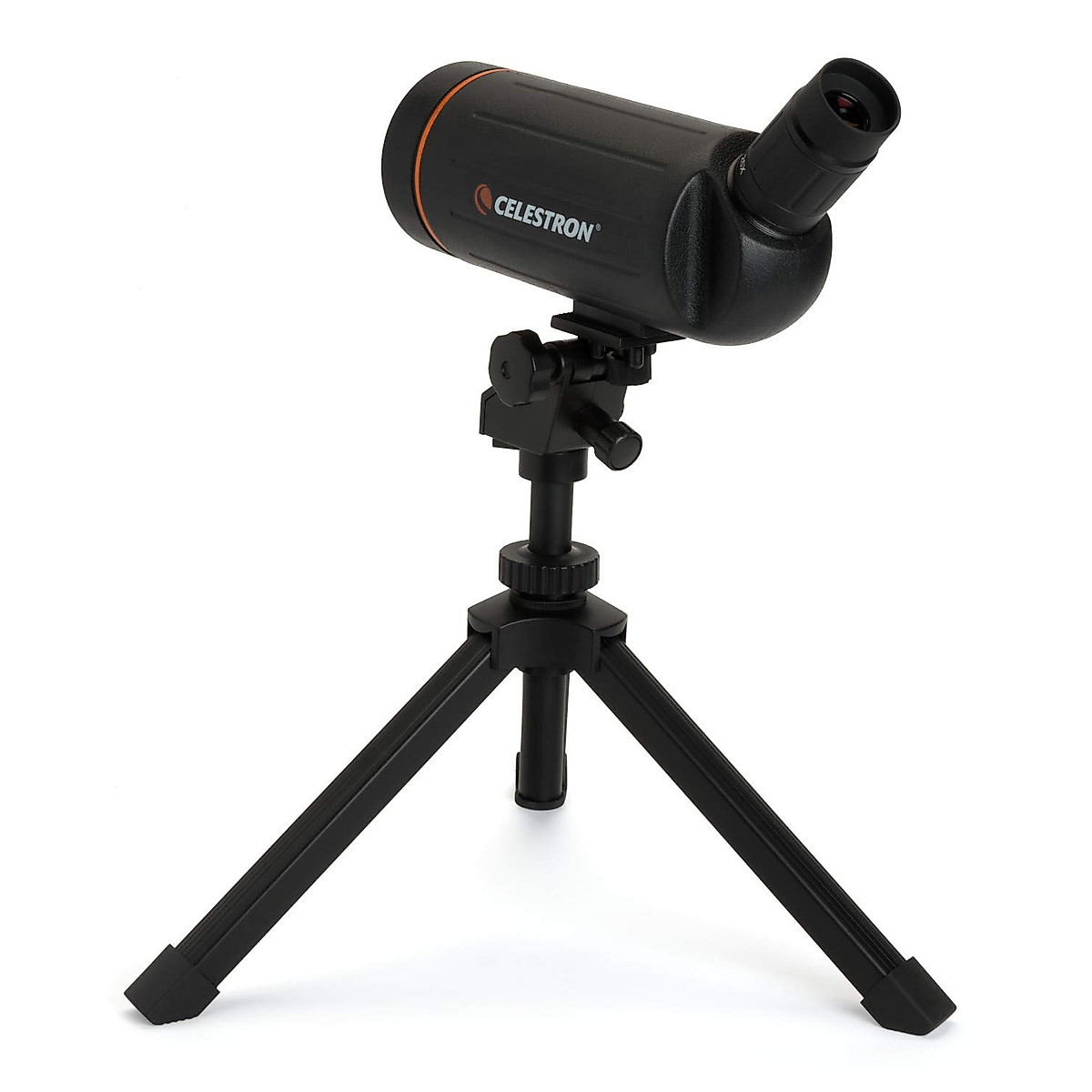 Celestron – Mini MAK 70mm Angled Spotting Scope – Maksutov Spotting Scope – Great for Long Range Viewing – 25–75x Zoom Eyepiece – Multi-Coated Optics – Rubber Armored – Tabletop Tripod Included,Black