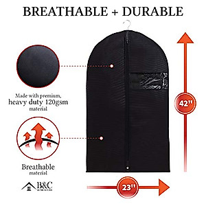 Garment Bags with Shoe Bag - Breathable Garment Bag Covers Set of 5 for Suit Carriers, Dresses, Linens, Storage or Travel - Suit Bag with Clear Window