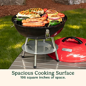 Cuisinart CCG190RB Inch BBQ, 14" x 14" x 15", Portable Charcoal Grill, 14" (Red)