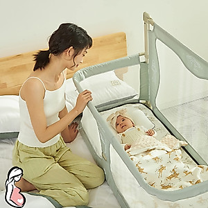 3 in 1 Baby bassinets bedside sleeper,Portable Crib,baby bed with rails,sleeper for baby in bed,sleeper bassinet attach to bed,visible mesh window,soft washable liner and Aluminum alloy bracket ( Colo