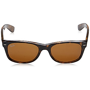 Ray-Ban womens Rb2132 New Wayfarer sunglasses, Tortoise Frame Solid Brown Lens, Large US