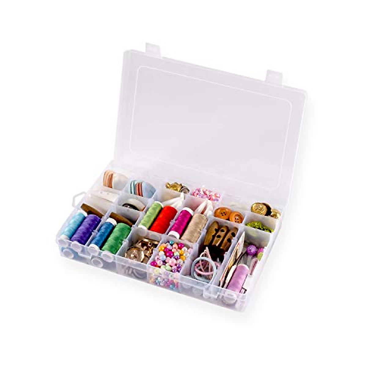 Plastic Organizer Container Box 36 Compartments Jewelry Storage Box with Adjustable Dividers (1 Pack)