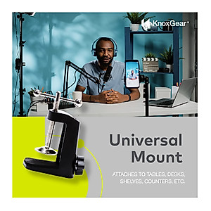 Knox Gear Studio Boom Microphone Arm Stand for Microphones, Gaming, Podcast, and Recording Boomarm Mic Stand for Desk, 5/8 Inch Thread