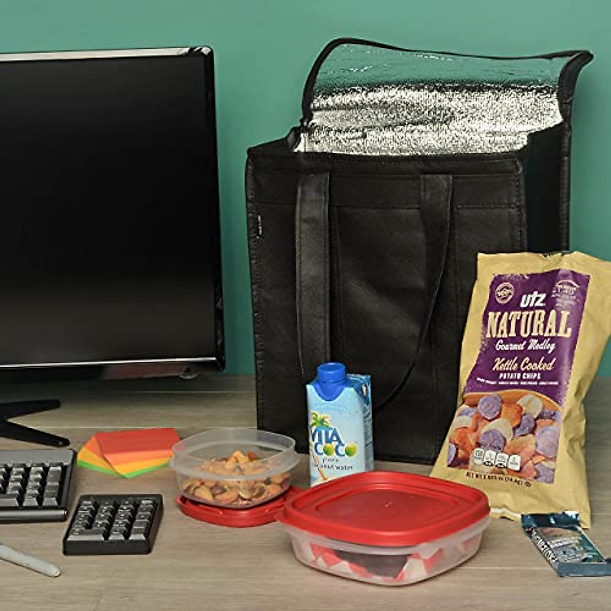 Insulated Shopping Bags for Groceries - 2 Pack Soft Sided Cooler Bag, Insulated Grocery Bags with Zippered Top, Reusable Shopping Bags for Food, Delivery, Catering, Foldable & Collapsible Tote Bags