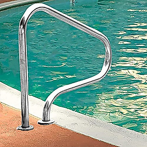 Swimming Pool Handrails, 304 Stainless Steel Safety Handrails Easy-to-Install Ramp Bumper for Garden Backyard Pools Anti-Slip and Anti-Rust(1pcs)