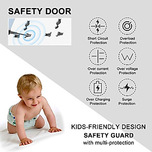 FANLIDE Universal Power Strip with USB Ports, 4 Outlets 4 Smart USB (5V 3.4A 17W), 6.5ft Power Cord, 2500W Circuit Breaker, Child Safe Door, for Cruise Ship,Dorm Room Multi Plug Extender