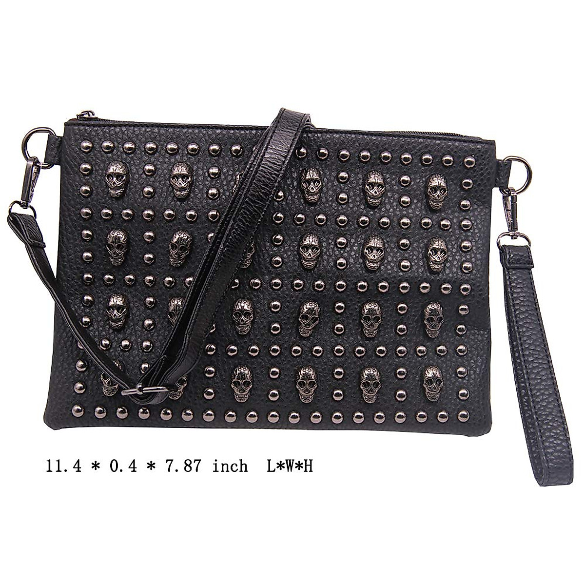 Women Rivets Skull Clutch Purses small Shoulder Bag Party Wristlet Handbag Bag Evening Long Purse