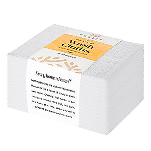 Wealuxe White Washcloths for Body and Face Towel, Cotton Wash Cloths Bulk 48 Pack, Flannel Spa Fingertip Wash Clothes 12x12 Inch, Soft Absorbent Gym Towels