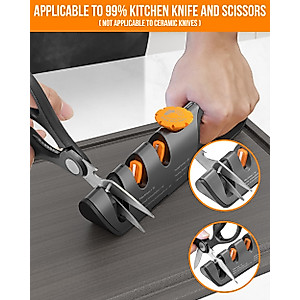 Kitchen Knife Sharpener Tool 6 Adjustable Sharpening Angle 14/16/18/20/22/24° Premium Manual & Handheld Knife Sharpener for Kitchen Knives Pocket Knife Sharpener