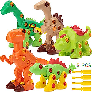 CO-T Take Apart Dinosaur Toys for 3 4 5 6 7 8 Year Old Boys - Set of 5 Dinosaurs with 5 Screwdrivers - Learning & Education Toys - STEM Take Apart Toys for 3 Year Old Boys and Girls by Polesie