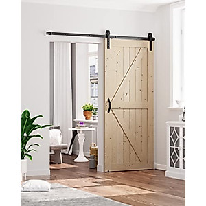WINSOON 36 x 84 inch Sliding Barn Door Interior Paneled Slab, DIY Unfinished Barn Doors Solid Spruce Wood, K Frame, Pre-Drilled, Bottom Grooved, Easy to Install, Natural
