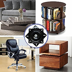 2Pack Heavy Duty Bar Stool Swivel Plate, 6Inch Chair Swivel Base with Solid Ring of Ball Bearings, 400lbs Capacity Replacement Swivel Seat Parts Lazy Susan Hardware for Barstools Recliner Chair Boat