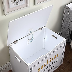 Pierybyt Kids Wooden Toy Box, 2 In 1 Medium Toy Storage Chest & Bench with Flip-Top Lid, 2 Safety Hinges & Groove Handle, Toddler Cabinet Organizer Medium Trunk for Kids Room Playroom