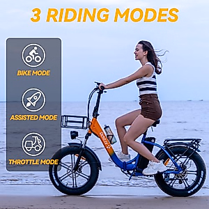 Folding Electric Bike for Adults, Up to 50 Miles 30 MPH, 48V 720Wh Removable Battery, 20" Fat Tire City Commuter Ebike, 1000W Motor, Step-Thru Foldable Electric Bicycle with Dual Shock Absorber