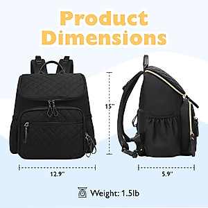 LORADI Large Capacity Diaper Bag Backpack with Storller Clips, Water-Resistant Travel Backpack with Anti-Theft Pocket, Black