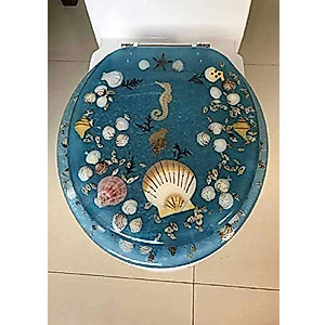 Daniel's Bath & Beyond 17" Blue Seahorse Polyresin Toilet Seat, Round