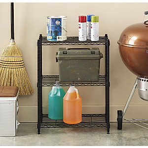 Whitmor Adjustable 3 Tier Shelving with Leveling Feet - Black