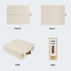 BettMorrow 6 Pack Bed Sheet Organizers and Storage (Queen & King Size) Sheet Organizers for Linen Closet Under bed Storage Sheets Set Organizers with Handle Window Foldable Bedding Storage Box Beige