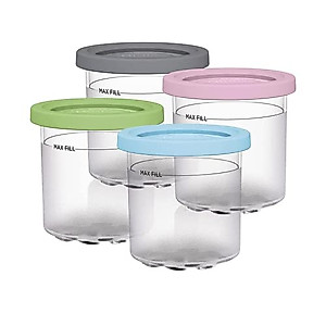 creami pint containers，ninja creamy pints and lids - 4 pack，compatible， NC301，NC299AMZ ，NC300 series，and so on，creami deluxe pints，creami ninja ice cream containers