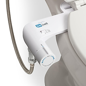 Waterpik BeWell Bidet Attachment BDT-001 Non-Electric Water Spray Angle and Adjustable Pressure, Self-Cleaning, Easy DIY Installation Toilet Seat Sprayer, White