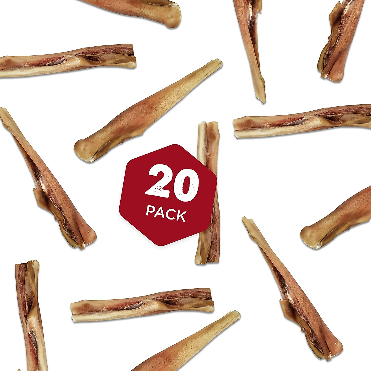 Best Bully Sticks Cheeky Beef Chews - Single Ingredient, 100% Grass-Fed Beef - USA Packed - Long-Lasting, Odor Free Alternative to Bully Sticks, 6" Chews - 20 Pack