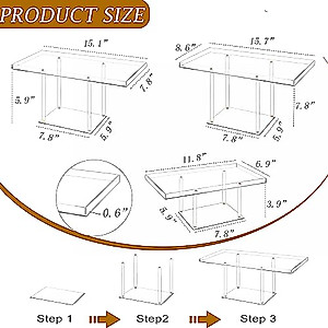 HeiMma 3 Pack Dessert Table Display Set, Clear Acrylic Dessert Stands Buffet Risers for Cupcakes Dessert Pastry Food Treat Tier Serving Tray Stand for Wedding Birthday Party