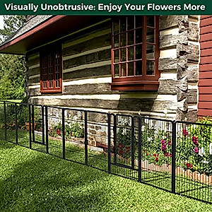 FXW Decorative Garden Metal Fence Temporary Animal Barrier for Yard, 5 Panels+1 Gate, 14'(L)×40"(H), Black
