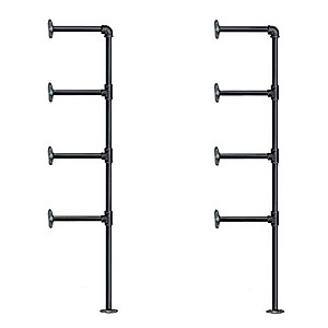 Kaler Black 4-Tier Industrial Pipe Shelves,Rustic DIY Pipe Shelf Wall Vintage Hung Bracket,Easy to Install 58''H(2pcs)