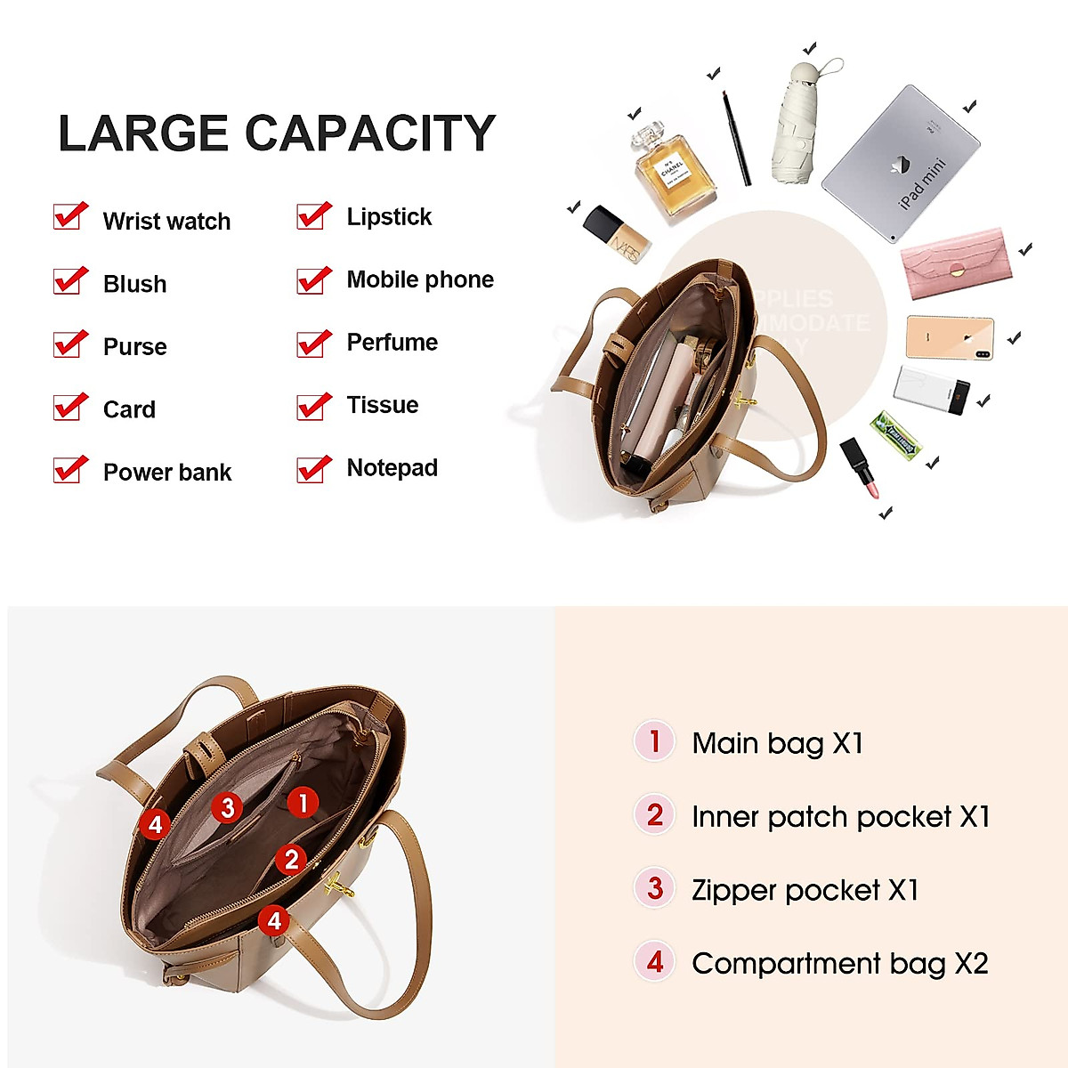 Cnoles Women Purse And Handbags for Women Tote Shoulder Crossbody Satchel Hobo Bags Purse Designer Handbags Genuine Leather Black