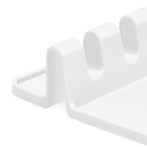 Silicone Spoon holder for Stove Top with Drip Pad Heat Resistant, BPA Free Utensil Rest & Spoon Rest for Kitchen Counter - Grill Utensil Holder for Spatulas, Tongs, Ladles (white)