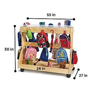 Jonti-Craft 39480JC Mobile Backpack Cart with Clear Bins - Classroom Coat Locker