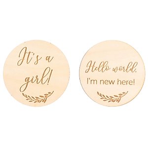 Abaodam Amosfun 2Pcs Its A Girl Sign Wood Baby Monthly Cards Milestone Discs Baby Shower Party Decorations for Gender Reveal Baby Announcements(10cm)