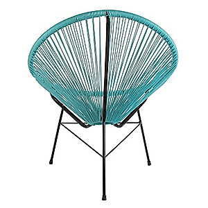 Design Tree Home Acapulco Indoor/Outdoor Lounge Chair, Blue Weave on Black Frame