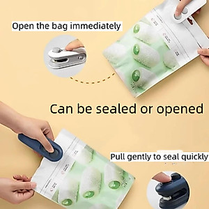 Mini Bag Sealer,Portable,Rechargeable Handheld Heat Vacuum Sealer,2 in 1 Sealer and Cutter, Portable Resealer Machine for Plastic Bags Food Storage Snacks Freshness，Magnetic attraction (White)