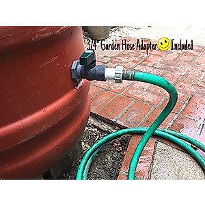 Van Enterprises Rain Barrel Spigot Kit - 3/4" PVC Full Port Ball Valve with Bulkhead Fitting +Hose Adapter