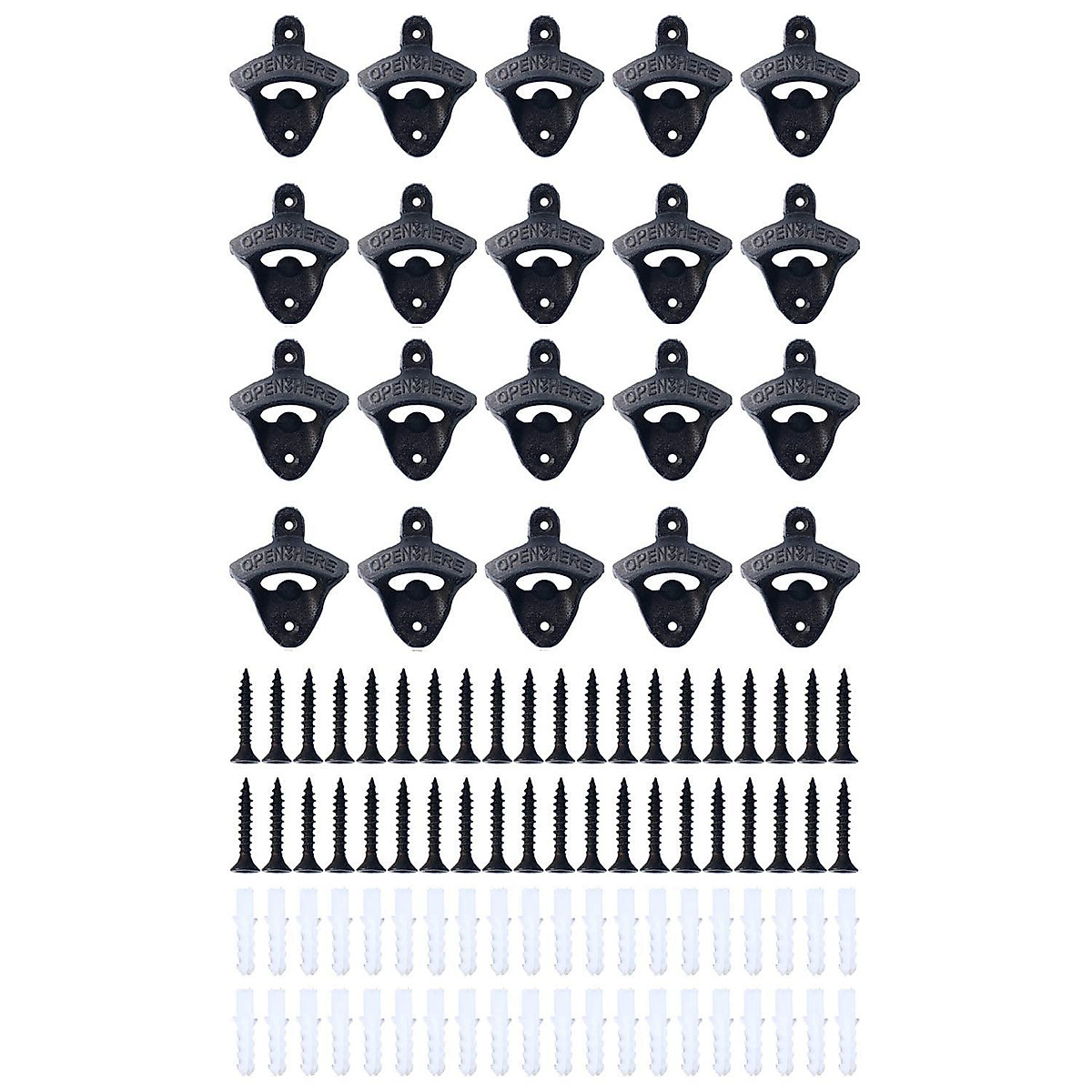 XMSound 20PCS Cast Iron Wall Mount Bottle Openers, Mounting Hardware Included, Vintage Rustic Bar