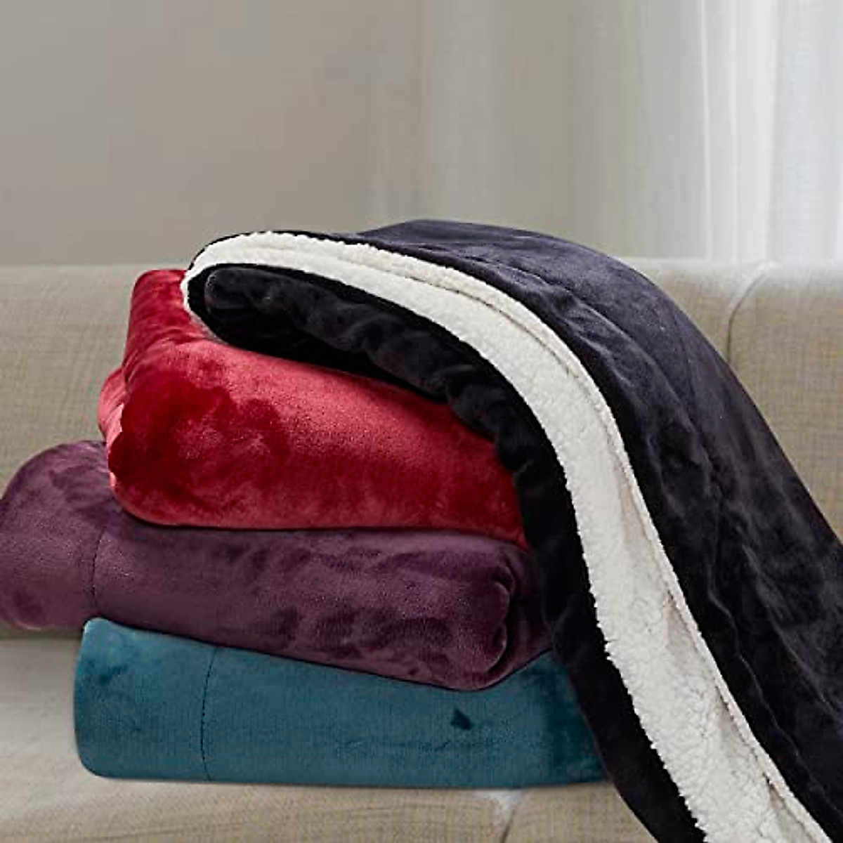 Thesis Sherpa Fleece Throw Blanket for Couch Black Throw Blanket – Fuzzy Cozy Warm Sherpa Blanket Throw, 50x60 Inches