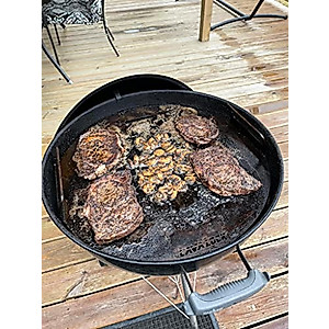 LavaLock Flat top Griddle Grate for UDS 55 Gallon Drum Smokers Grill Plate Also fits Weber Smokey Mountain WSM and Kettle Thick Steel with Handles