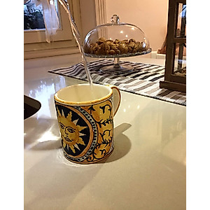 CERAMICHE D'ARTE PARRINI - Italian Ceramic Art Pottery Mug Cup Decorated Sun Hand Painted Made in ITALY Tuscan