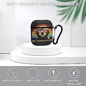 Best Doodle Dad Ever USA Flag Retro Goldendoodle Airpods Case Cover for Apple AirPods 2&1 Cute Airpod Case for Boys Girls Silicone Protective Skin Airpods Accessories with Keychain